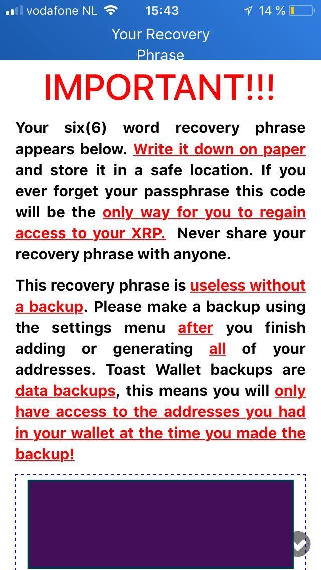 Toast Wallet!-installatie: houd Ripple (XRP) in de gaten - Airdrop Alarm