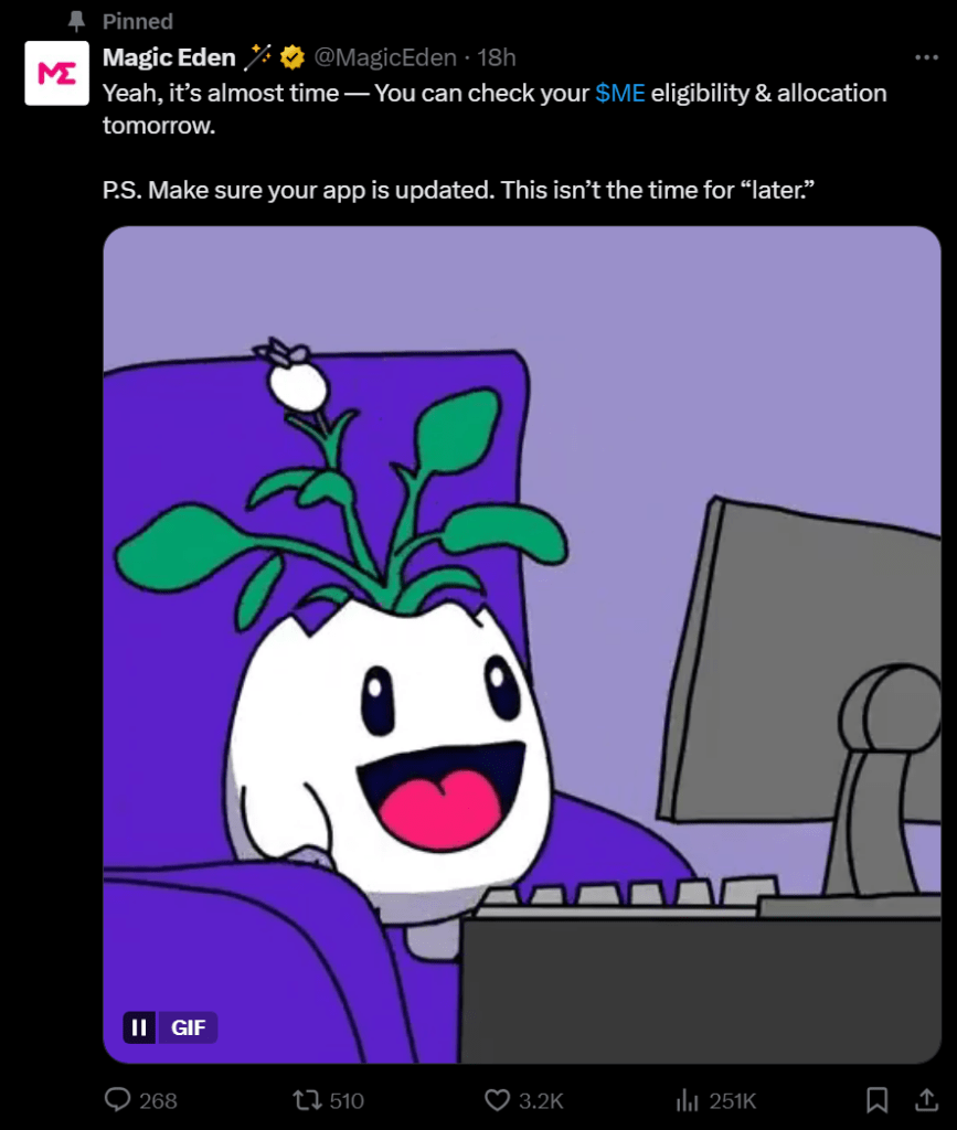 Get Ready for the Magic Eden ($ME) Airdrop Claim Today - Airdrop Alert