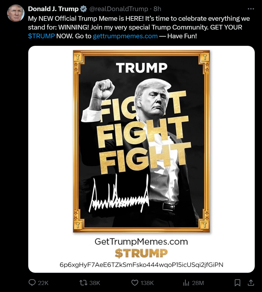 Donald Trump Takes the Crypto World by Storm with His $TRUMP Meme Coin ...